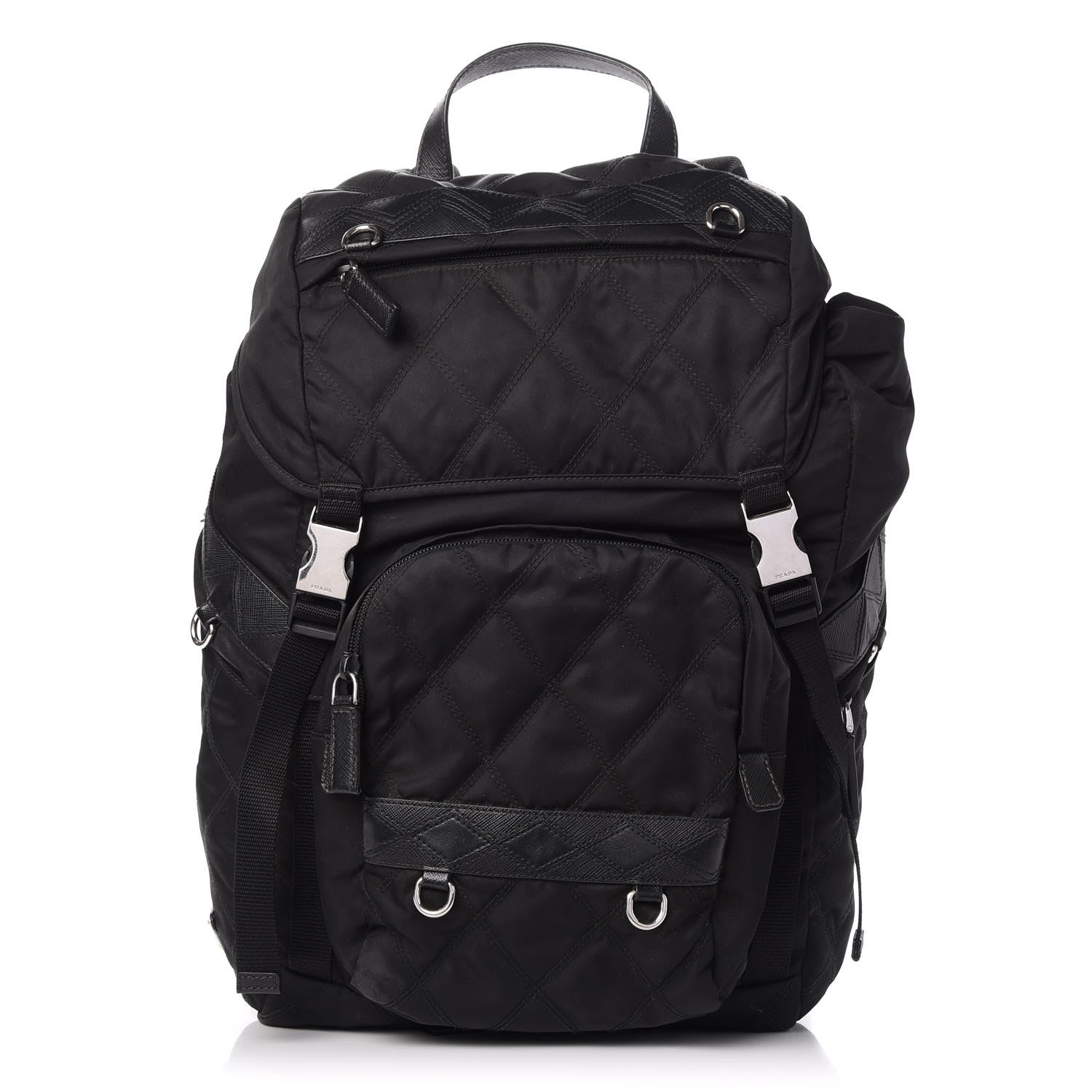 Prada Tessuto Nylon Impunturato Double Buckle Backpack Black 270539 ...