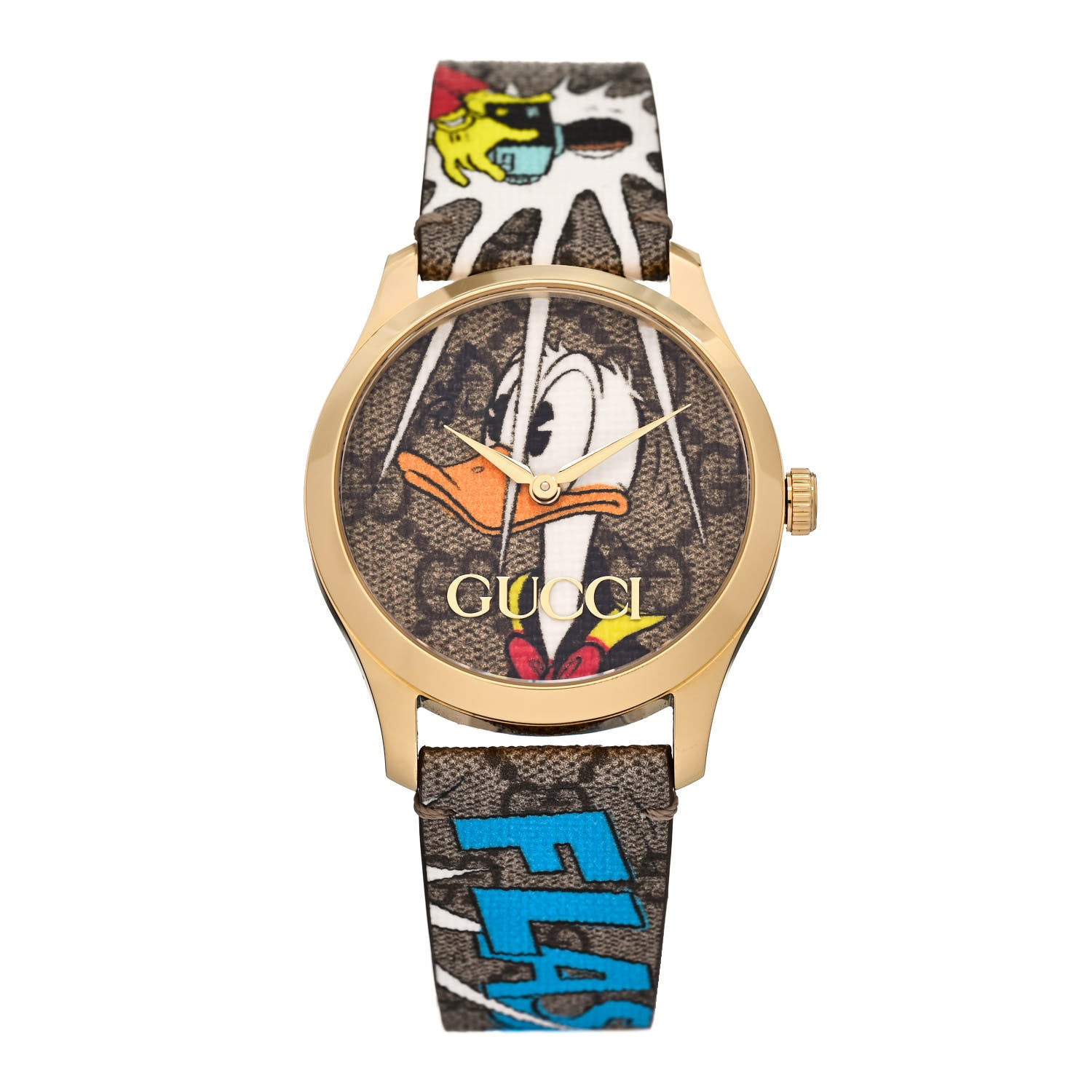 Gucci X DISNEY Stainless Steel Canvas 38mm G-Timeless Donald Duck ...