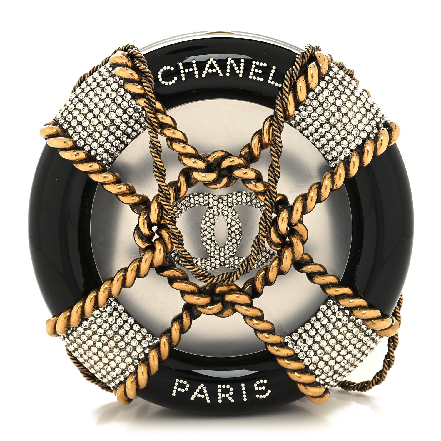 Chanel Resin Crystal Rescue Wheel Minaudière Black 1394448 – FASHIONPHILE