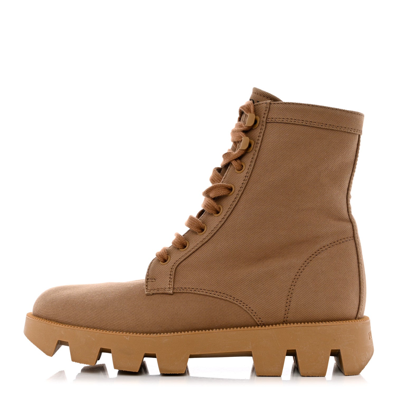 Prada Washed Denim Rocksand 45mm Combat Boots 40 Kaki 1156582 ...