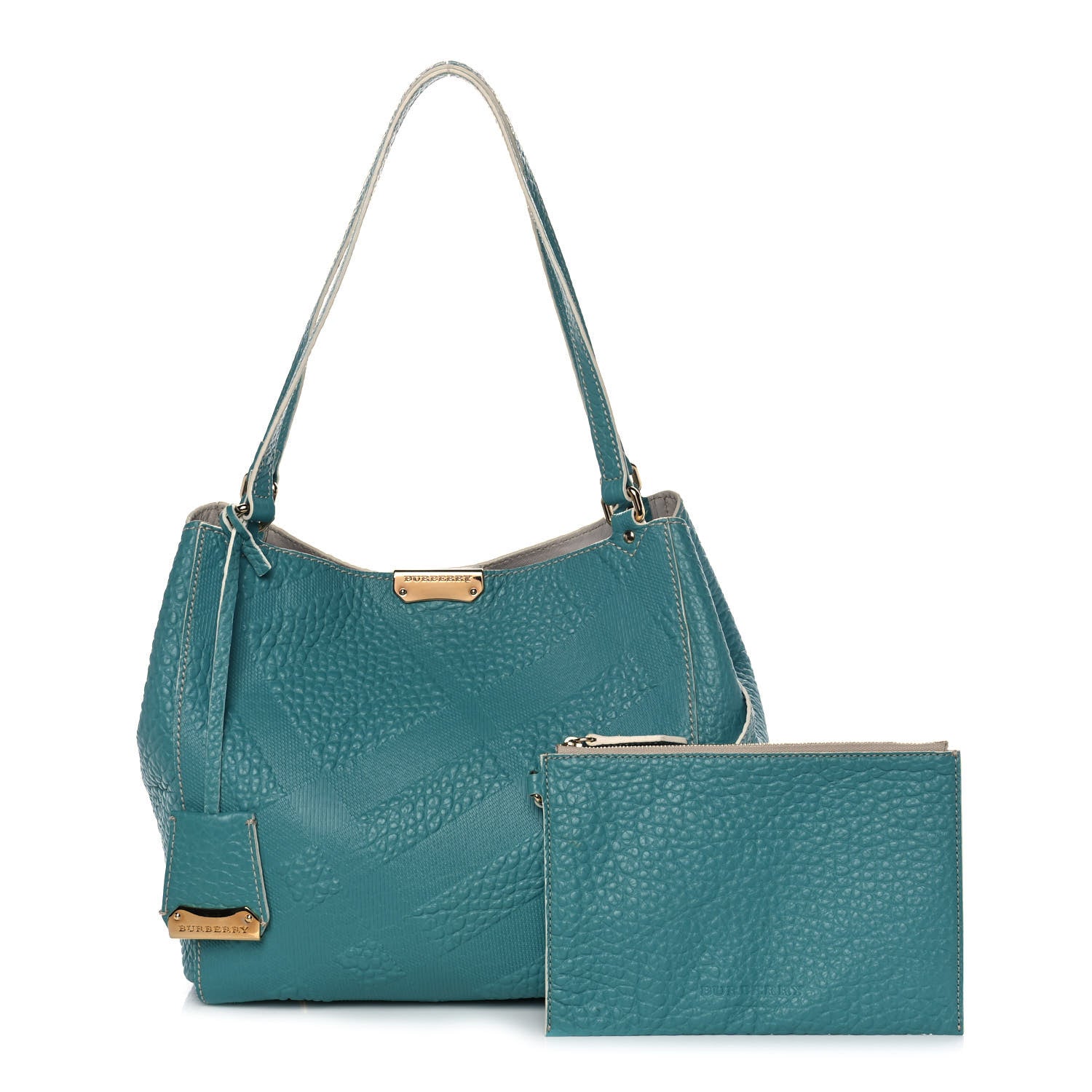 Burberry Signature Grain Calfskin Check Embossed Small Canterbury Tote ...