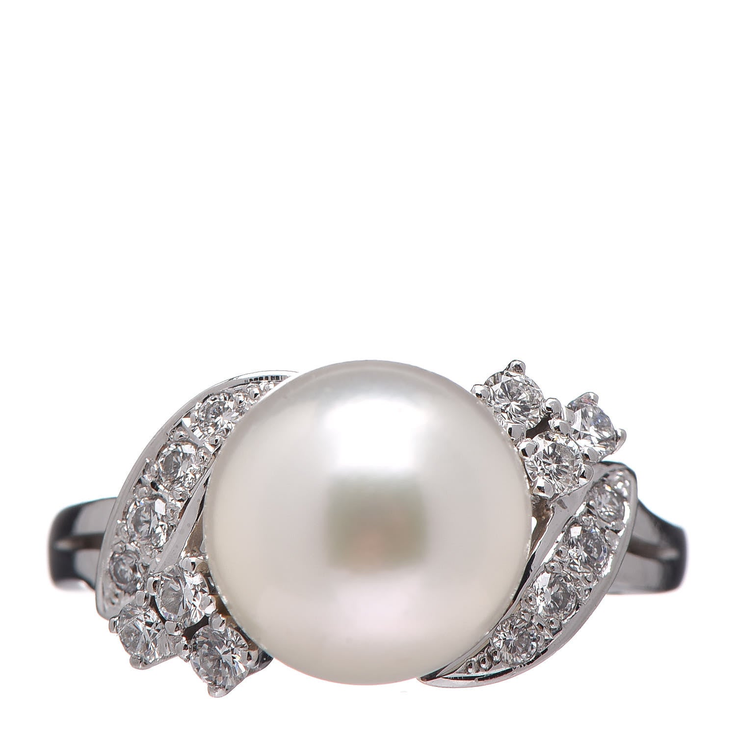 Mikimoto Platinum Diamond Akoya Pearl 9mm Ring 49 5 421023 – FASHIONPHILE