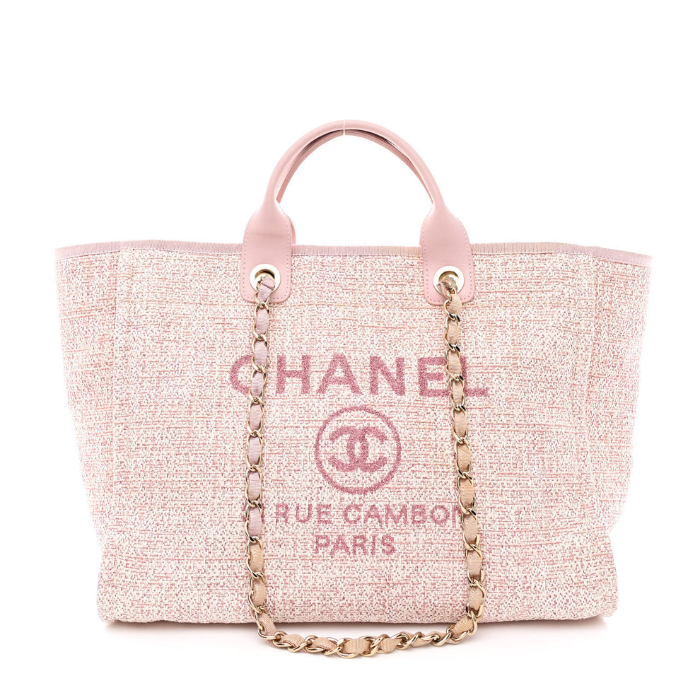 Chanel Lurex Boucle Deauville Medium Tote Pink 1785202 – FASHIONPHILE