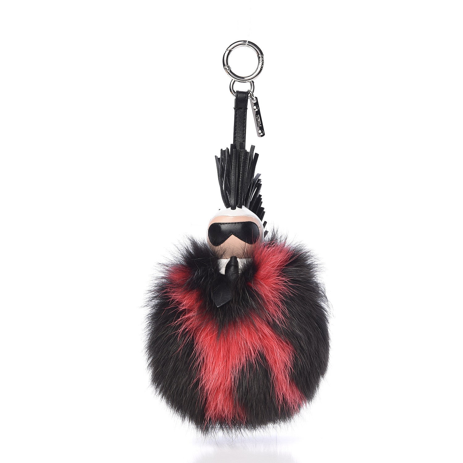 Fendi Fox Fur Shiny Nappa Bi-Color Super Karlito Pom Pom Bag Charm Moro ...