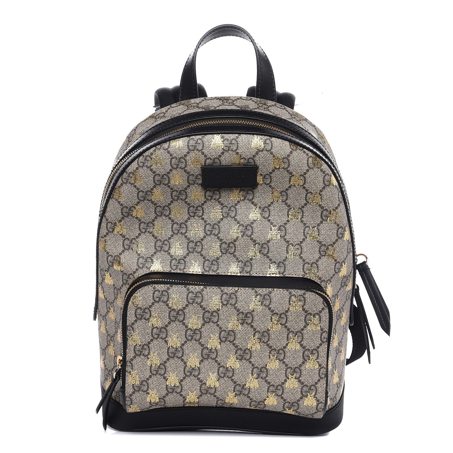 Gucci GG Supreme Monogram Bees Print Small Day Backpack Beige Oro Black ...