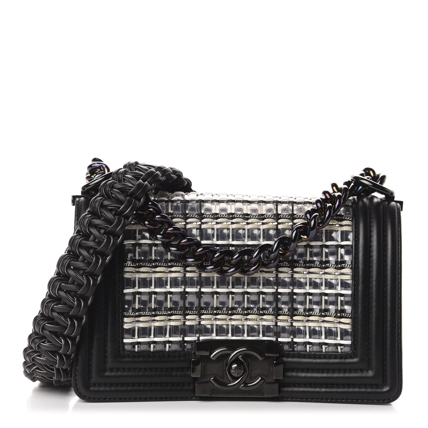 Chanel Lambskin PVC Thread Woven Small Boy Flap Black 658210 – FASHIONPHILE