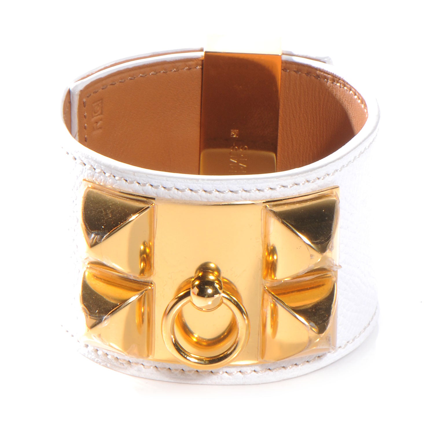 Hermes Epsom Collier de Chien CDC Bracelet White Large 53619 – FASHIONPHILE