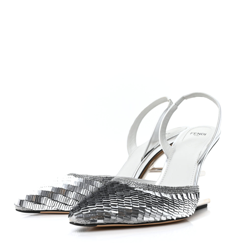 Fendi Paillette Embellished Fendi First Slingback Pump 39 Grigio ...