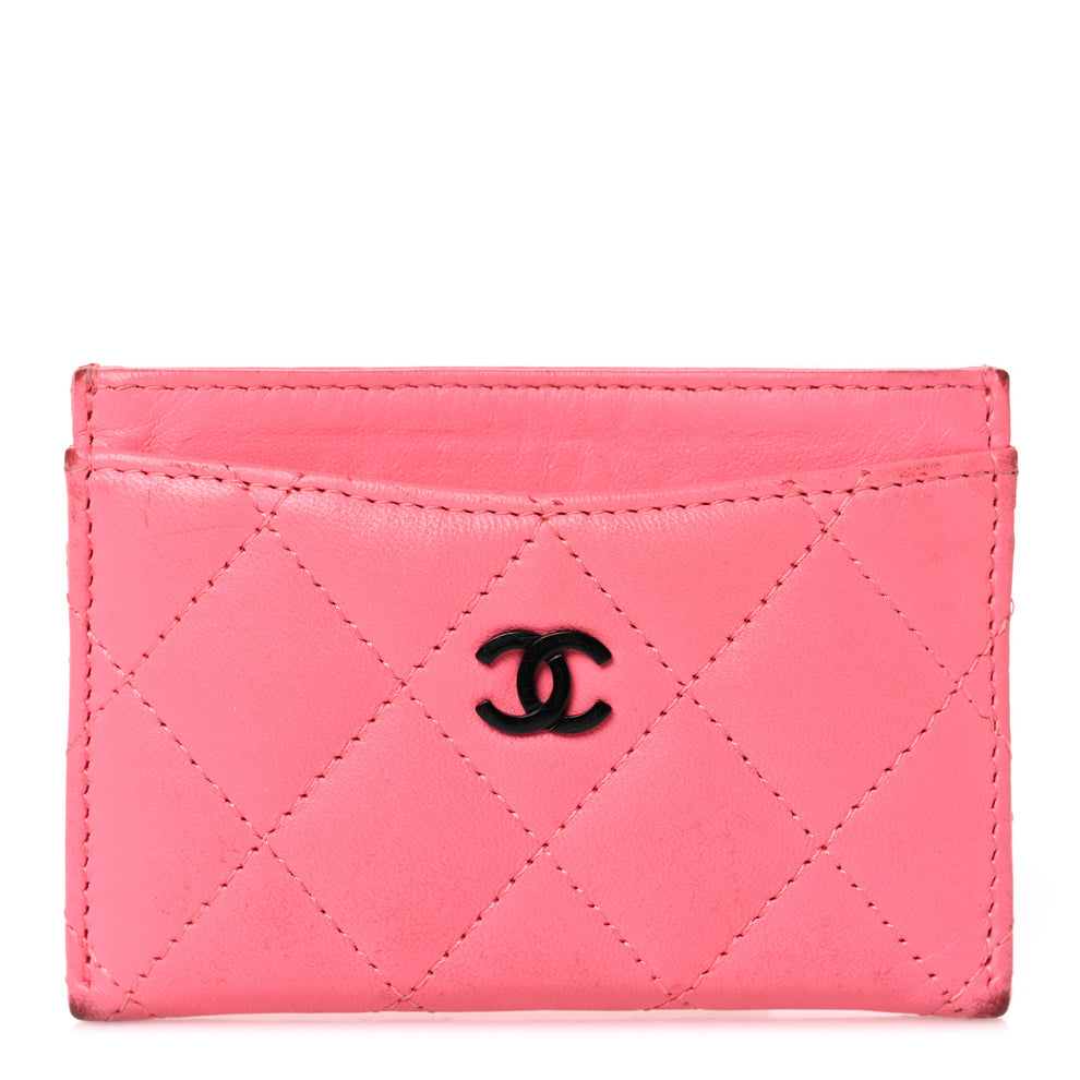 Chanel Lambskin Quilted Card Holder Coral 1783155 – FASHIONPHILE
