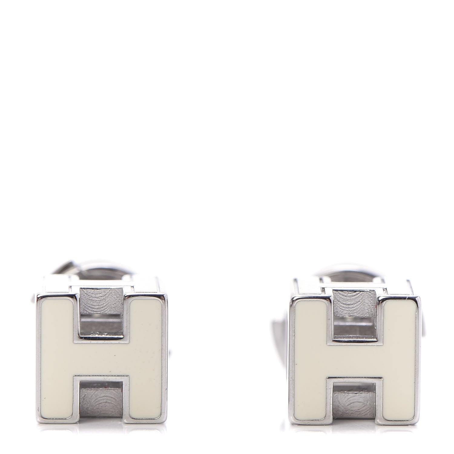 Hermes Palladium Lacquered Cage d'H Earrings Ecru 601828 – FASHIONPHILE