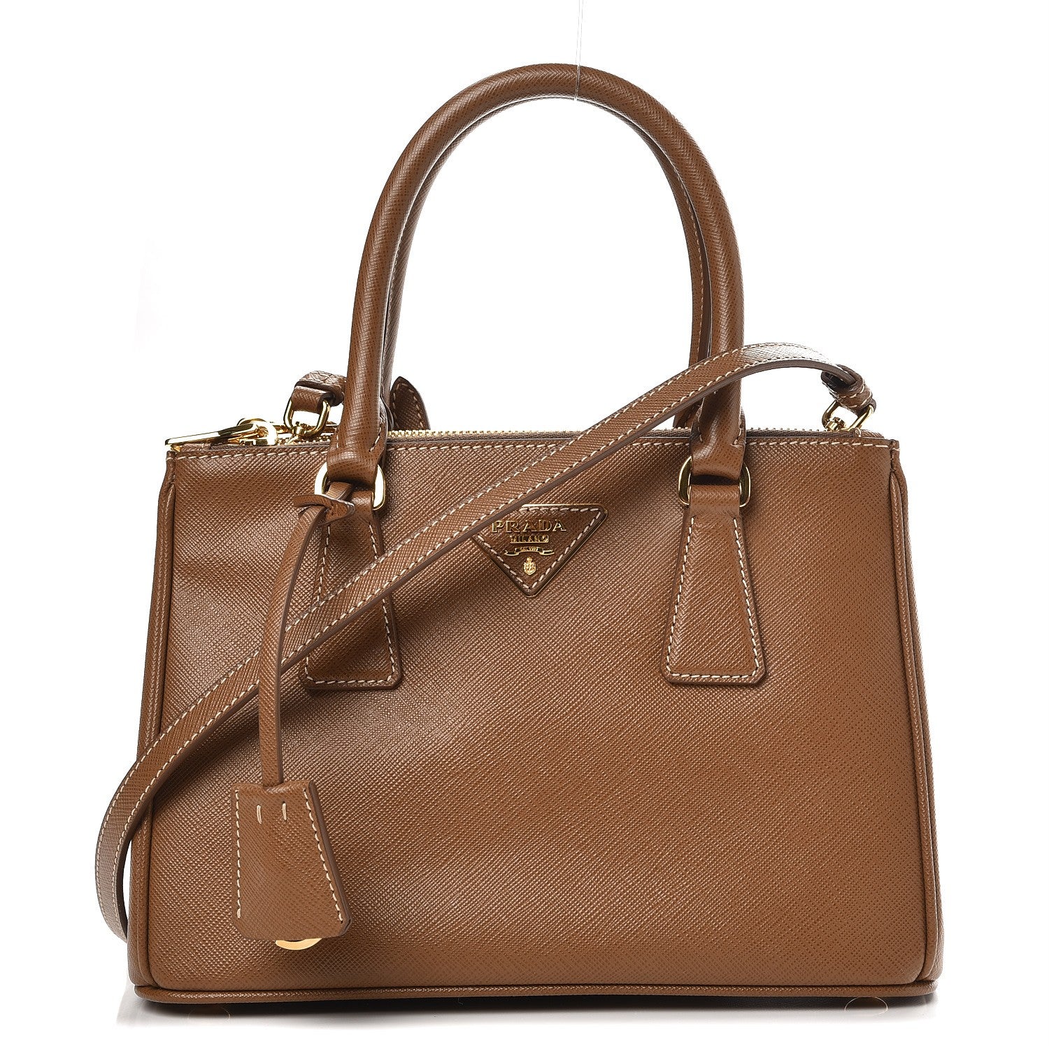 Prada Saffiano Lux Mini Galleria Double Zip Tote Cannella 240084 ...