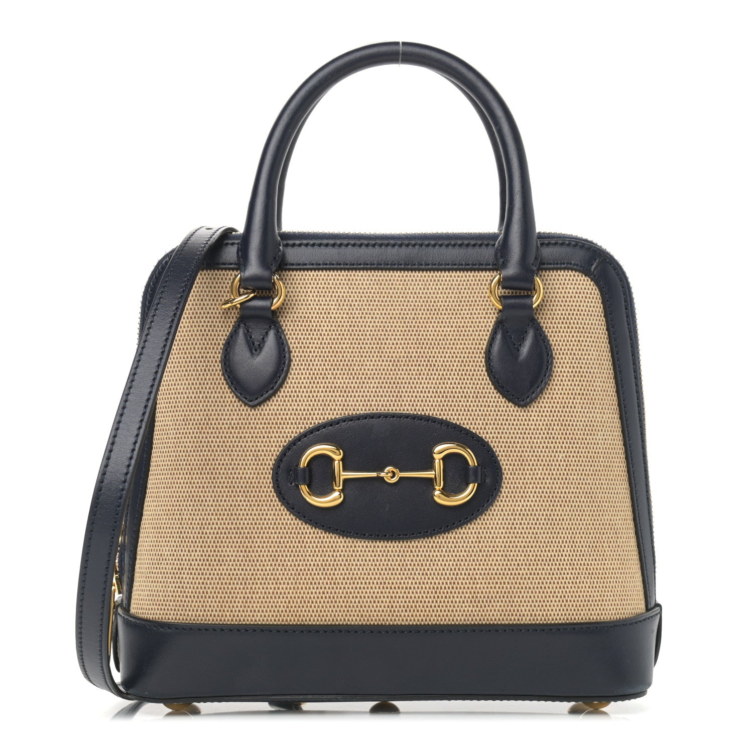 Gucci Vintage Rice Canvas Plutone Calfskin Small Horsebit 1955 Top ...