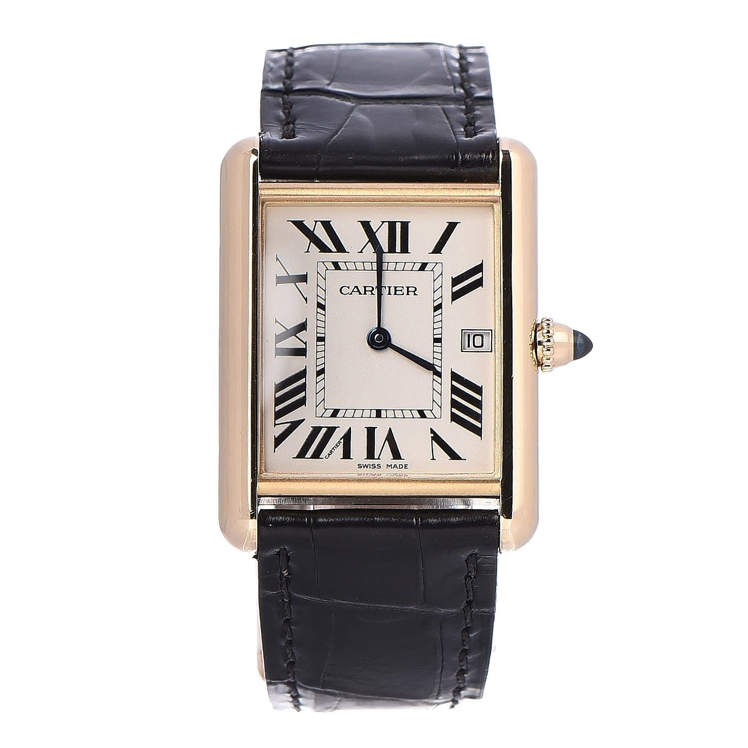 Cartier 18K Yellow Gold Alligator 26mm Tank Louis Quartz Watch 243190 ...
