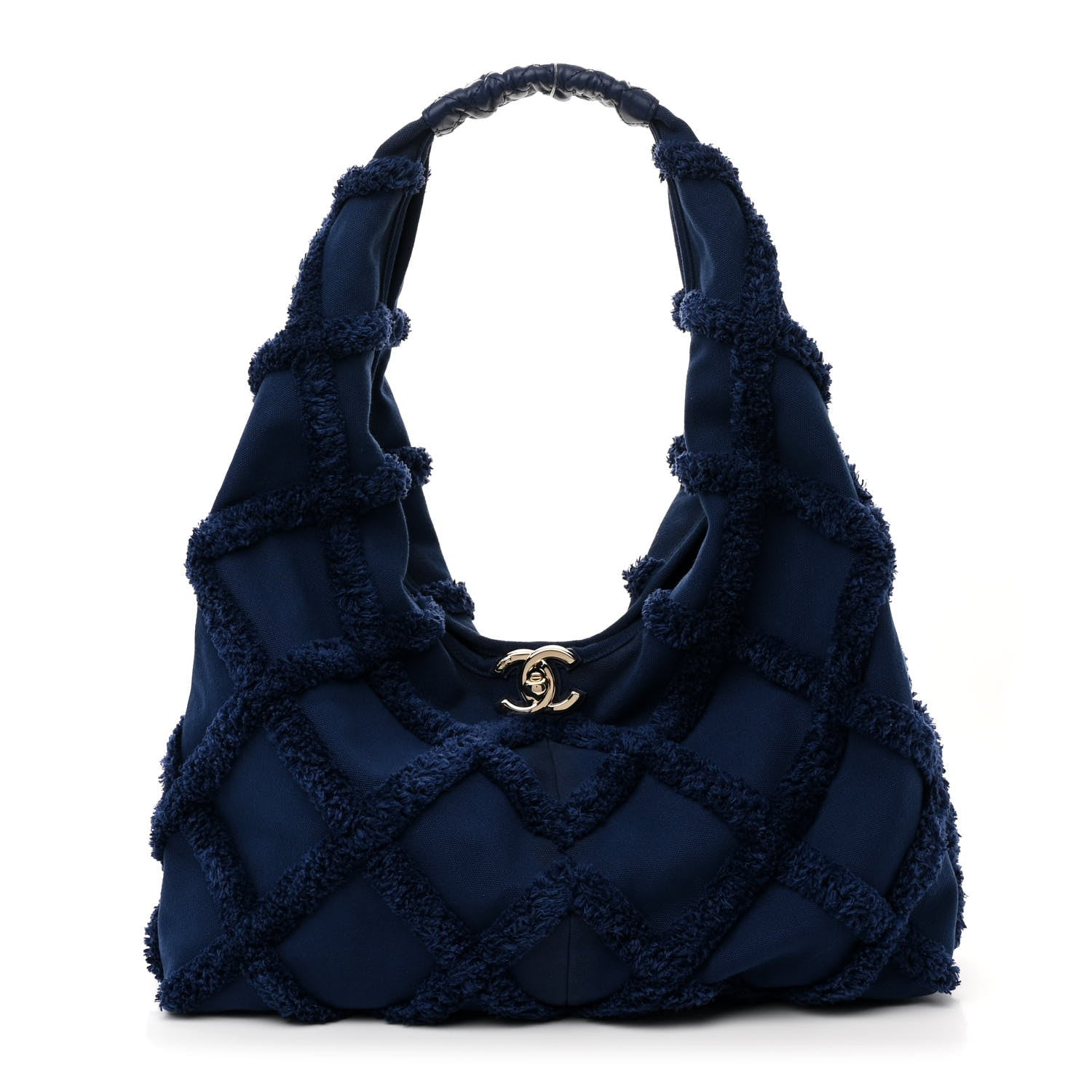 Chanel Cotton Canvas Large CC Embrace Hobo Navy 1661992 – FASHIONPHILE