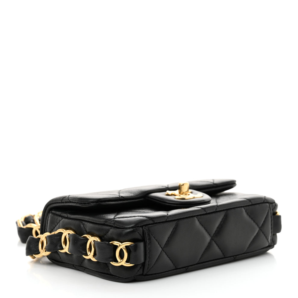 Chanel Lambskin Quilted Mini Flap CC Links Flap Black 1682886 ...