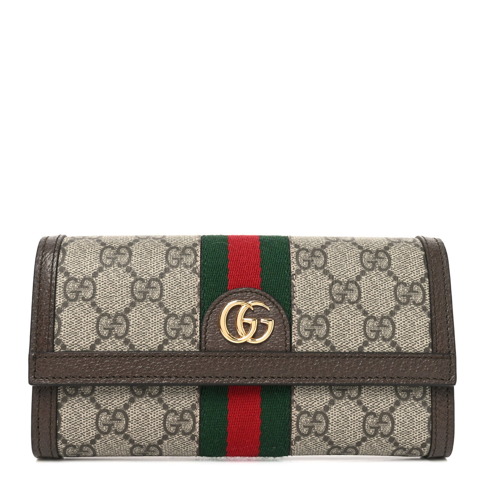 Gucci GG Supreme Monogram Web Ophidia Continental Wallet Brown 1784644 ...