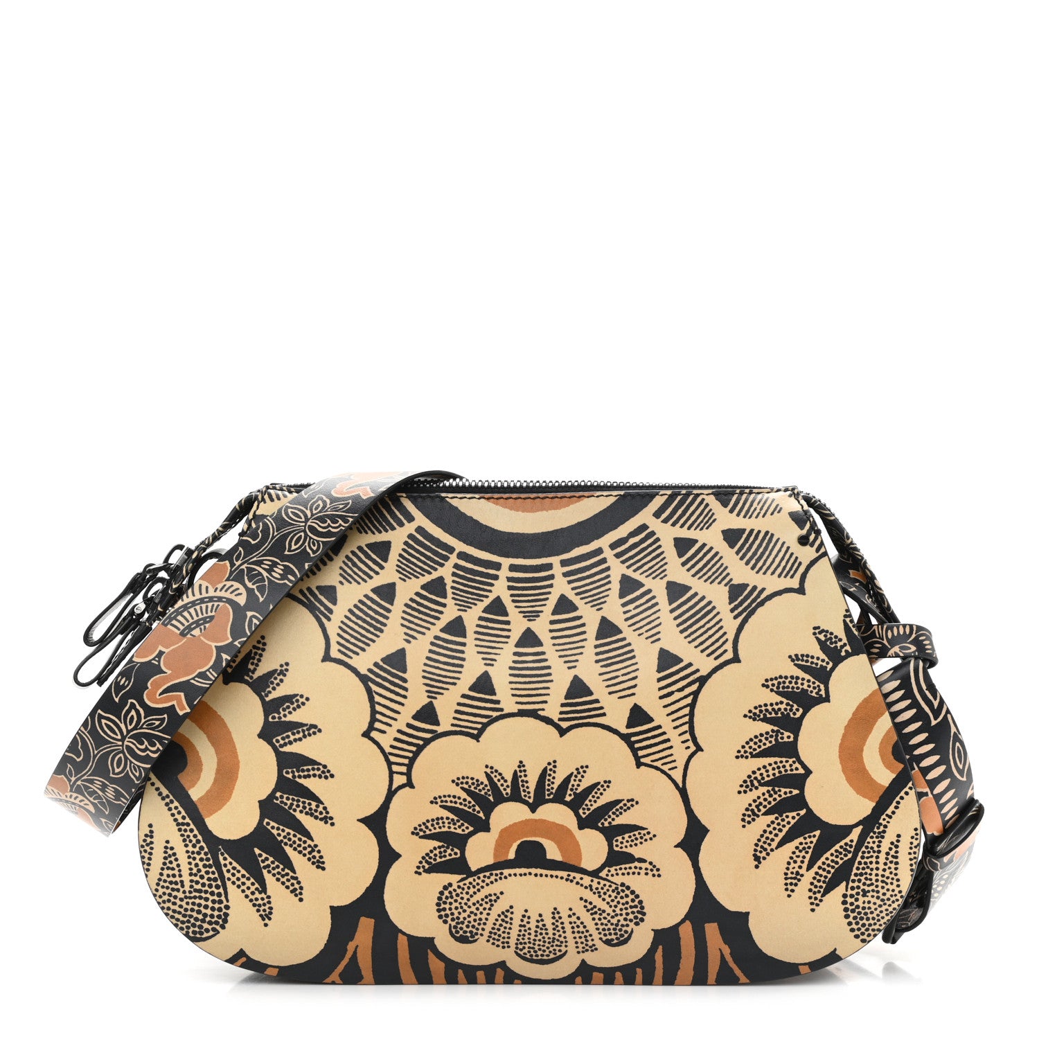 Valentino Garavani Calfskin Floral Print Mime Hobo Brown 990765 ...