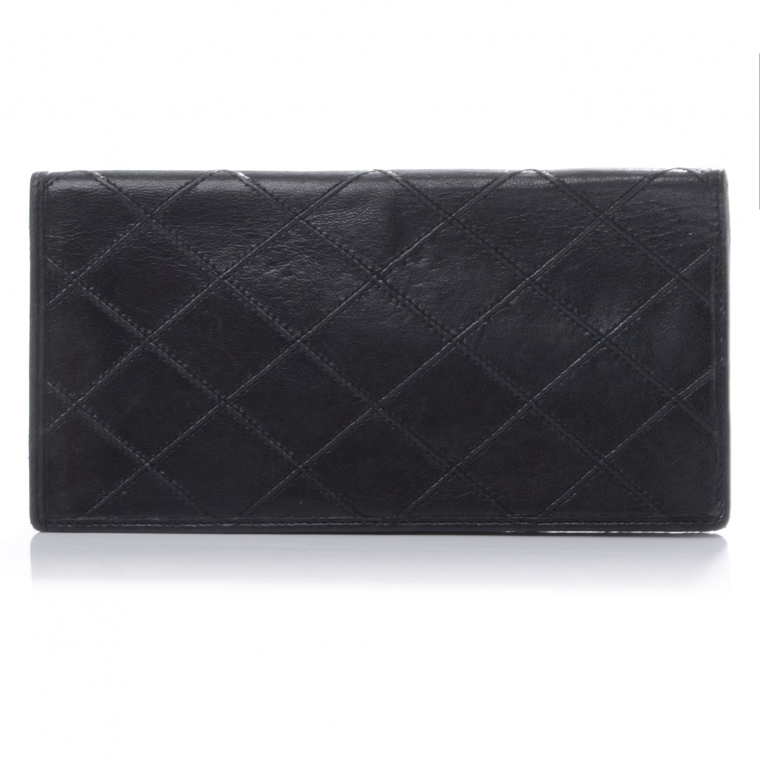 Chanel Leather Quilted Checkbook Wallet Black 45814 – FASHIONPHILE