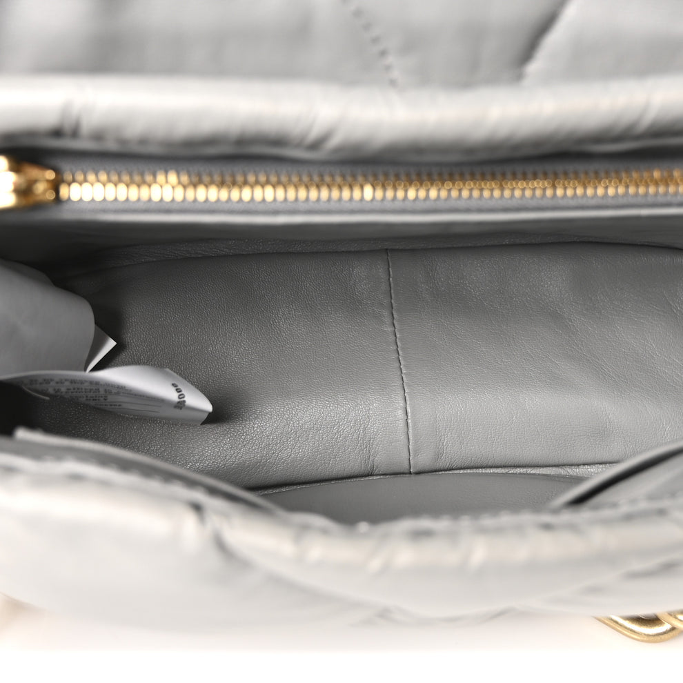 Miu Miu Padded Nylon Quilted Chain Crossbody Flap Bag Grey 1798857 ...