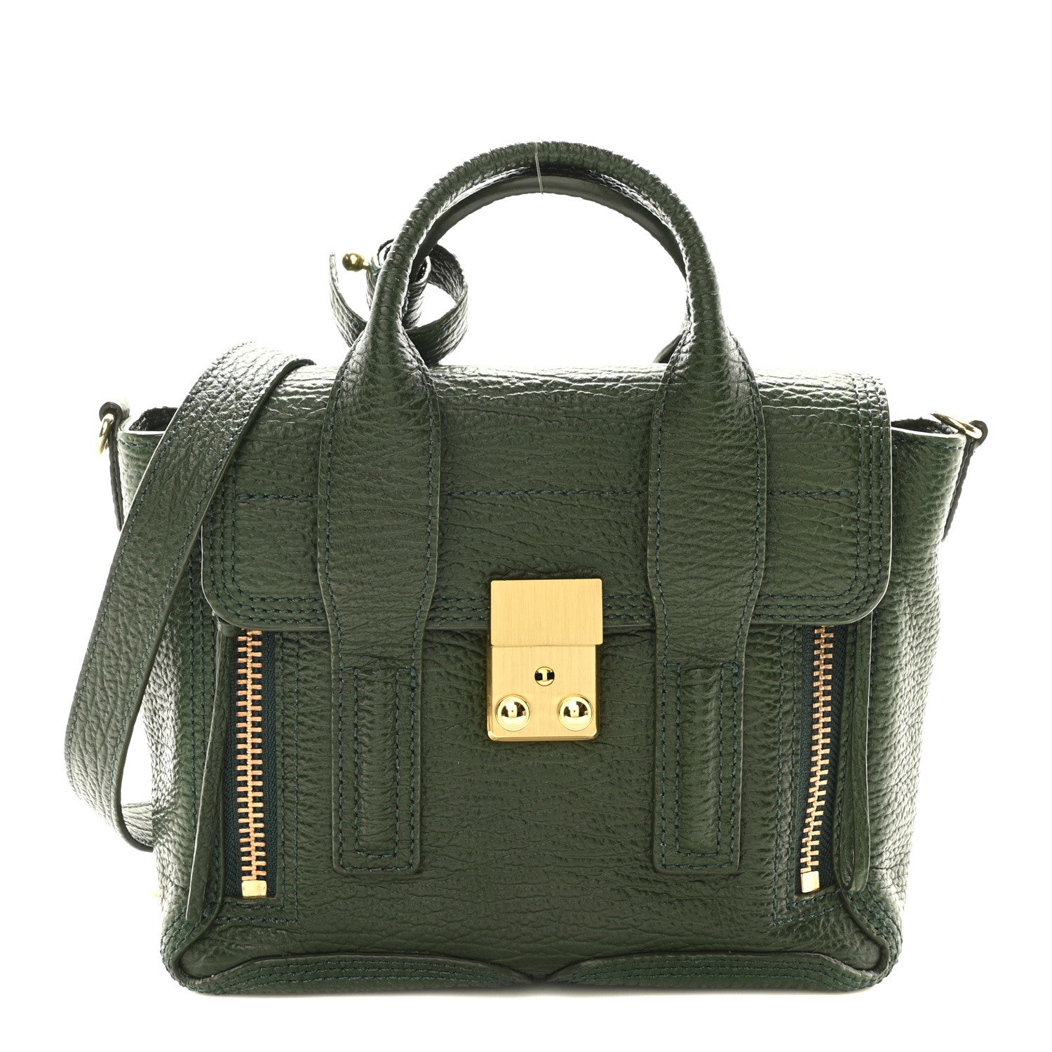 3.1 Phillip Lim Textured Calfskin Mini Pashli Satchel Military Green ...