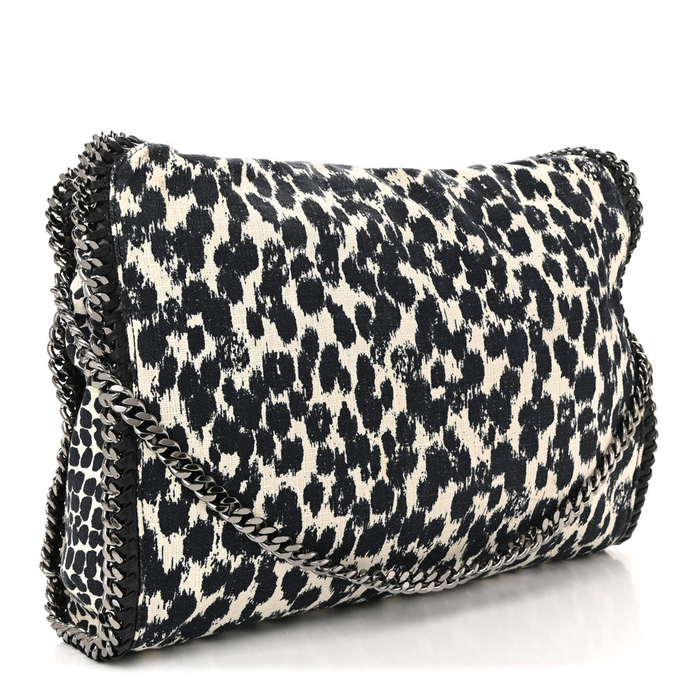 Stella McCartney Linen Leopard Small Falabella Tote Black White 1767752 ...