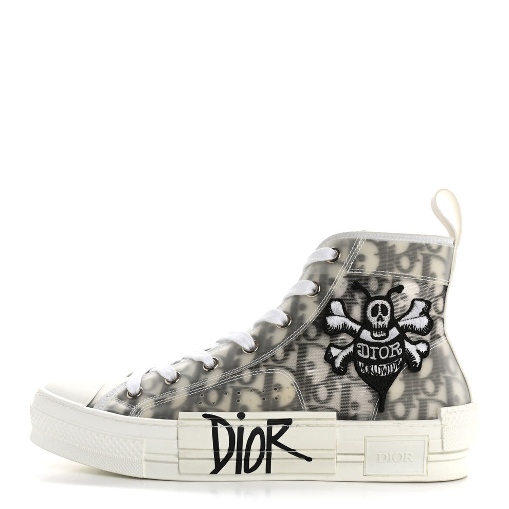 Christian Dior X SHAWN STUSSY Canvas Oblique Bee B23 High Top Sneakers 39 White Black 1742567 ...