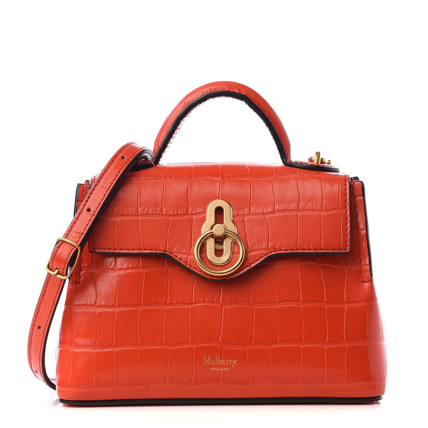 Mulberry Shiny Croc Calfskin Embossed Micro Seaton Hibiscus Red 571901 ...