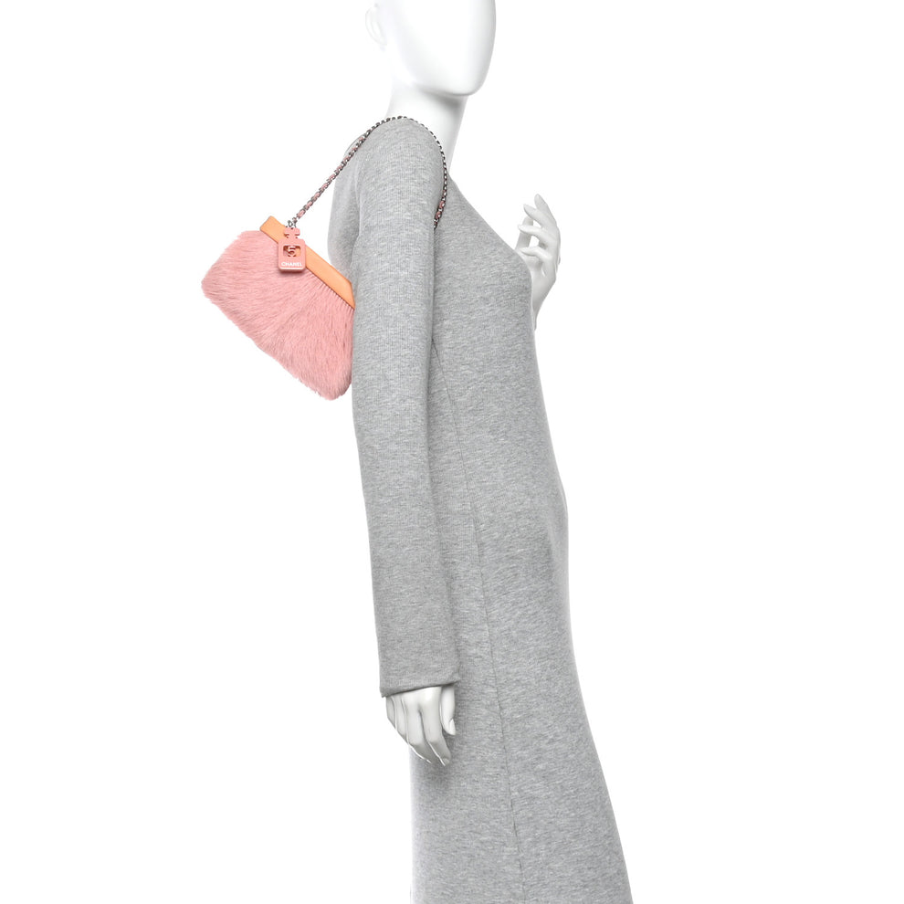 Chanel Rabbit Fur N°5 Pochette Pink Orange 1873114 – FASHIONPHILE