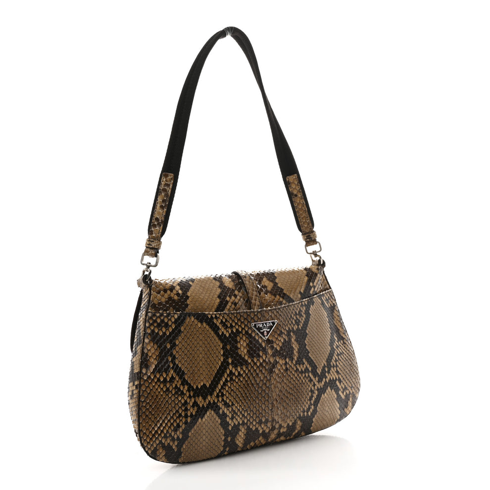 Prada Snakeskin Trend Shoulder Bag Camello 1772227 – FASHIONPHILE