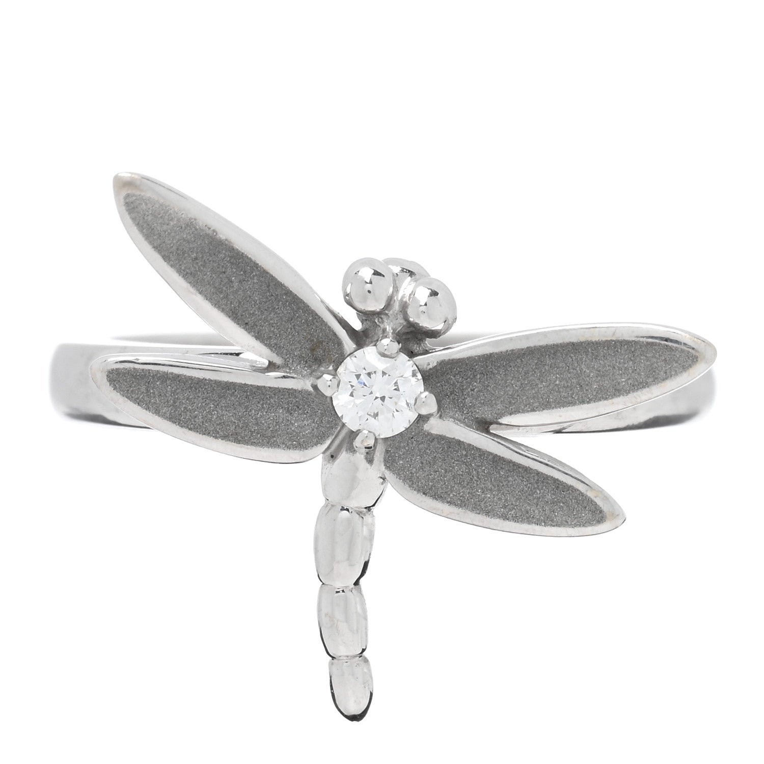 Tiffany 18K White Gold Diamond Dragonfly Ring 54 6.75 1493763 ...