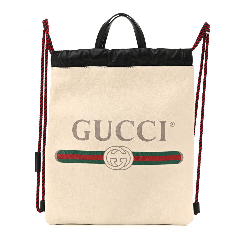 Gucci Calfskin Logo Drawstring Backpack Mystic White 1781291 – FASHIONPHILE