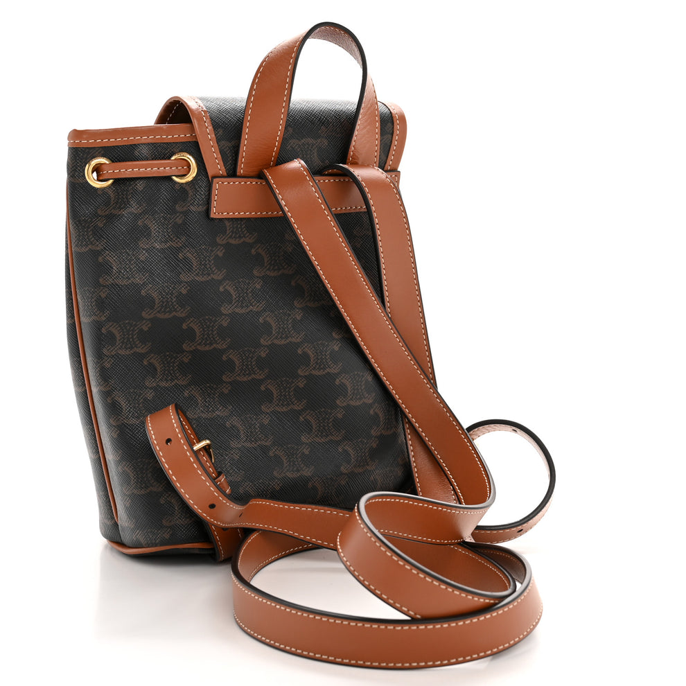 Celine Triomphe Canvas Calfskin Mini Folco Backpack Tan 1786348 ...