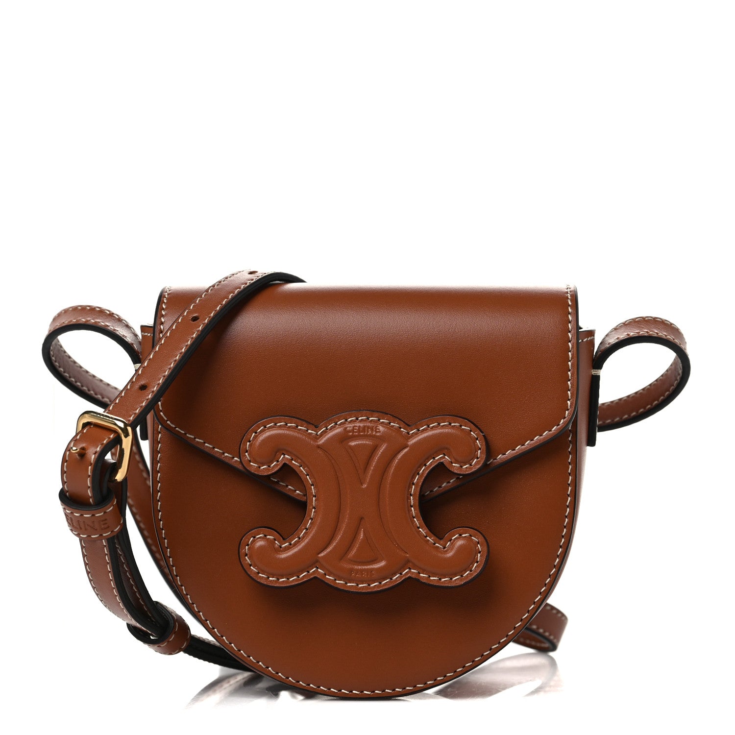 Celine Smooth Calfskin Triomphe Mini Besace Crossbody Tan 1122137 ...