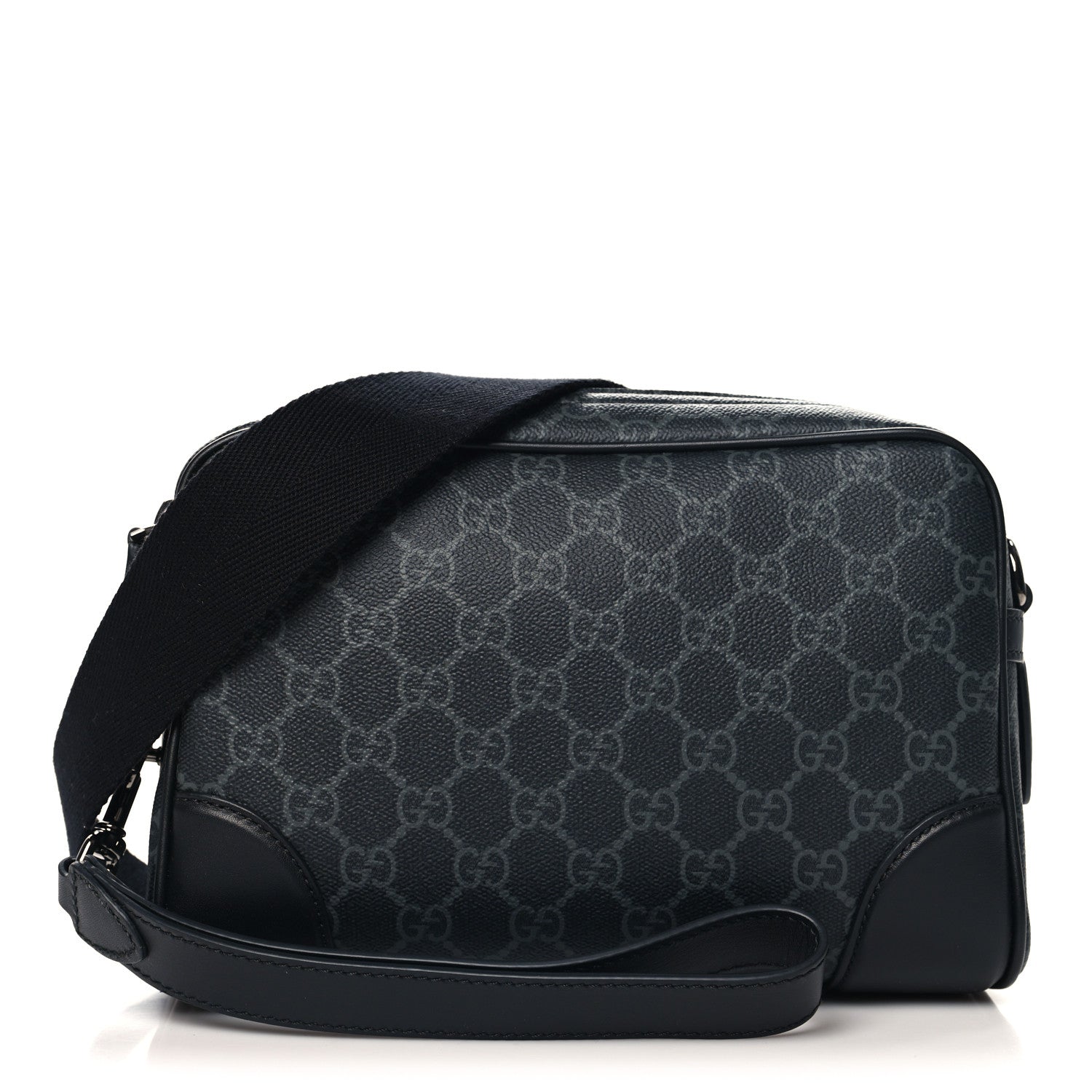 Gucci GG Supreme Monogram Textured Calfskin Emblem Small Crossbody ...