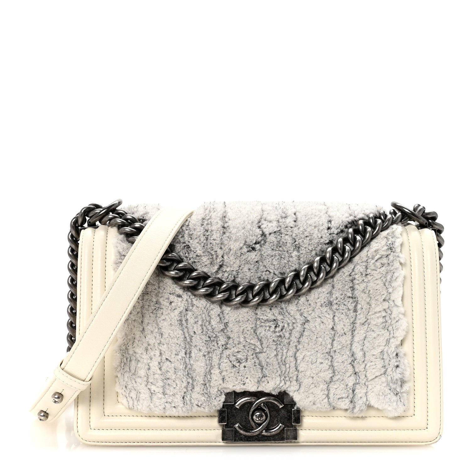 Chanel Fur Calfskin Medium Boy Flap White Silver 1778268 – FASHIONPHILE