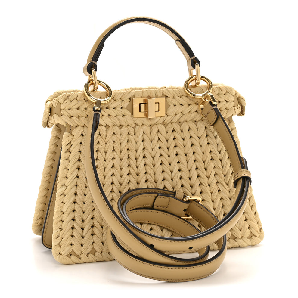 Fendi Paglia Vitello King Nappa Woven Petite Peekaboo I SEE U Satchel ...