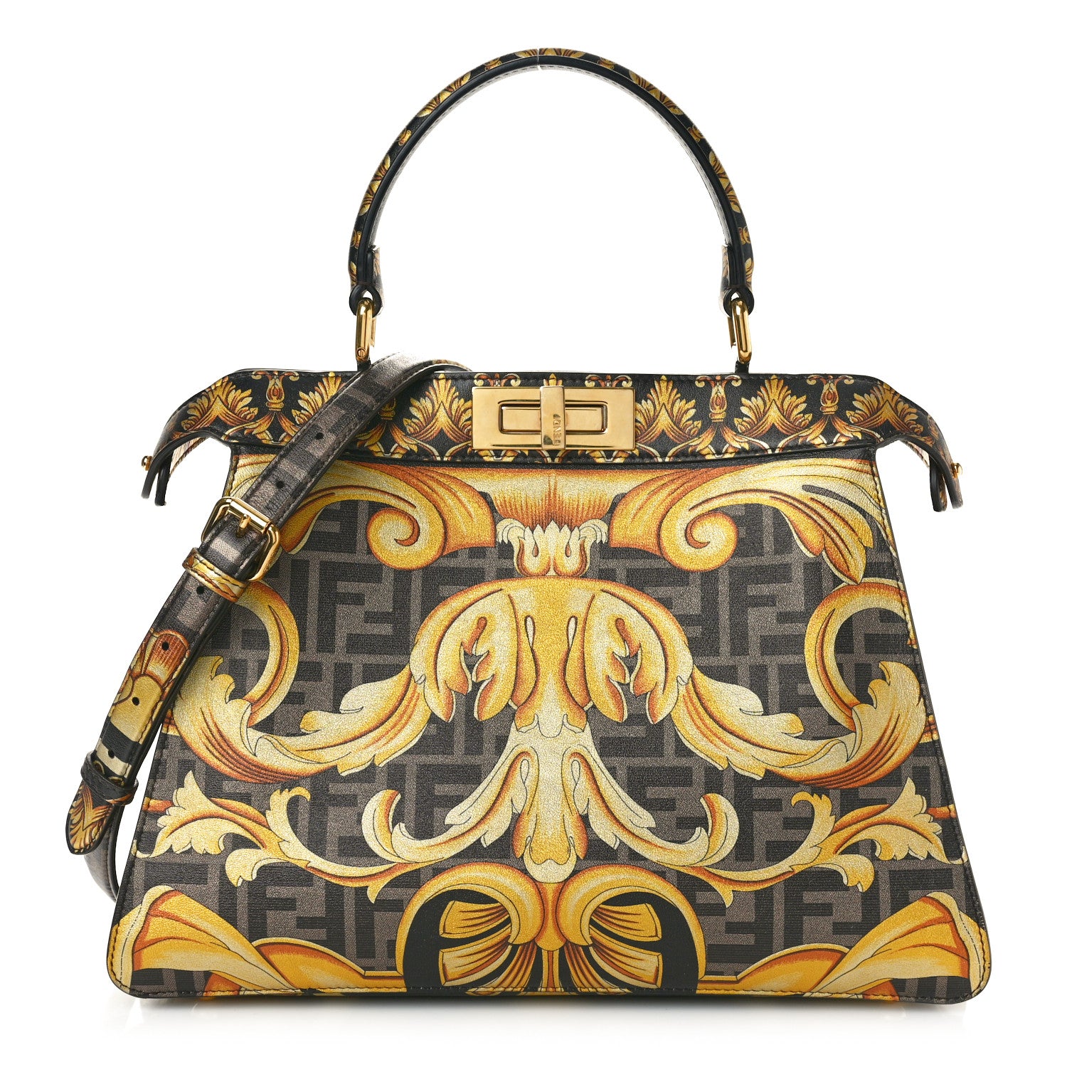 Fendi X VERSACE Vitello Seta Nappa Fendace FF Baroque Medium Peekaboo I ...