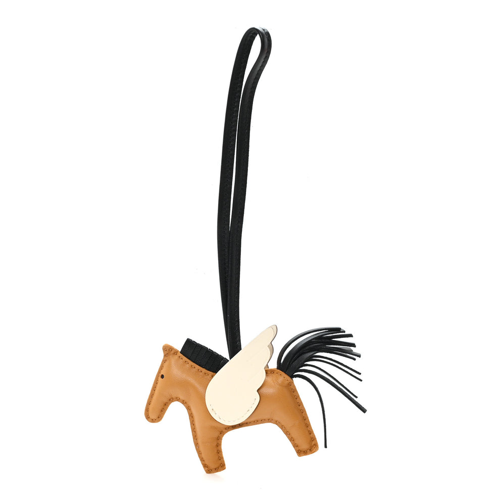 Hermes Milo Lambskin Grigri Rodeo Pegase Horse Bag Charm PM Sesame ...