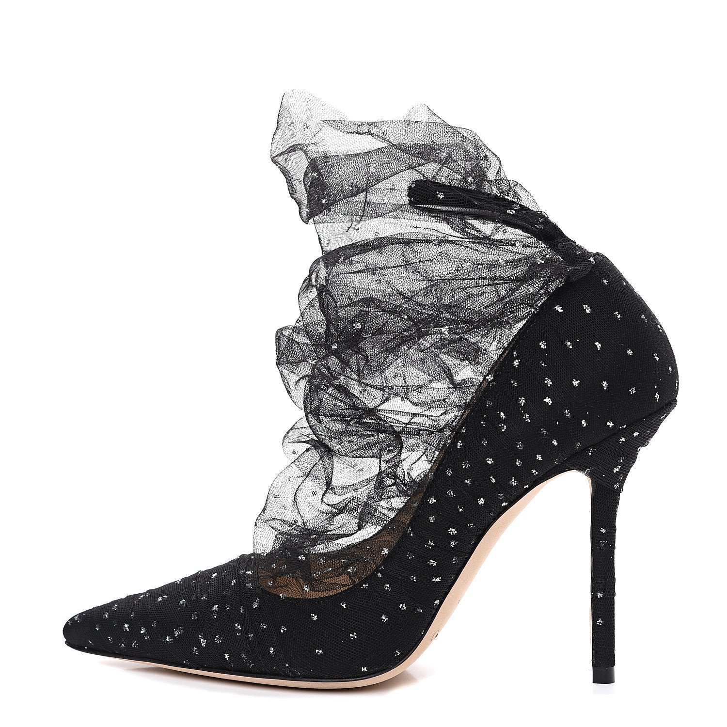 Jimmy Choo Suede Tulle Lavish 100 Pumps 37 Black Silver 550372 ...