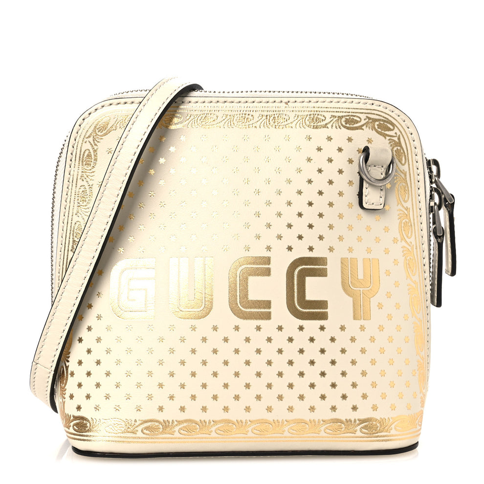 Gucci X SEGA Calfskin GUCCY Stars Mini Dome Shoulder Bag Mystic White ...