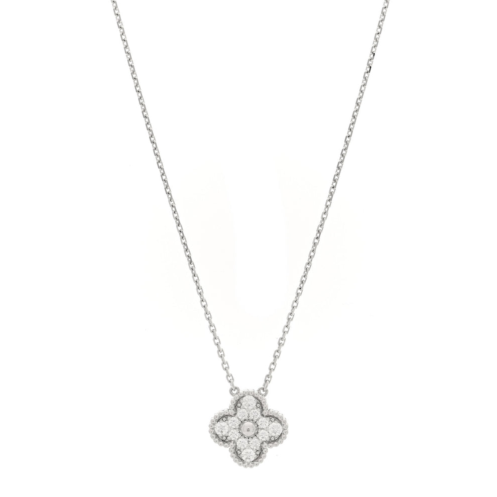 Van Cleef & Arpels 18K White Gold Diamond Vintage Alhambra Pendant ...