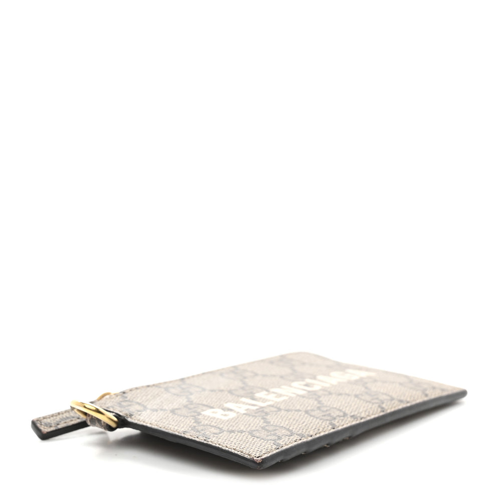 Gucci X BALENCIAGA GG Supreme Monogram Logo Card Case With Strap Beige ...