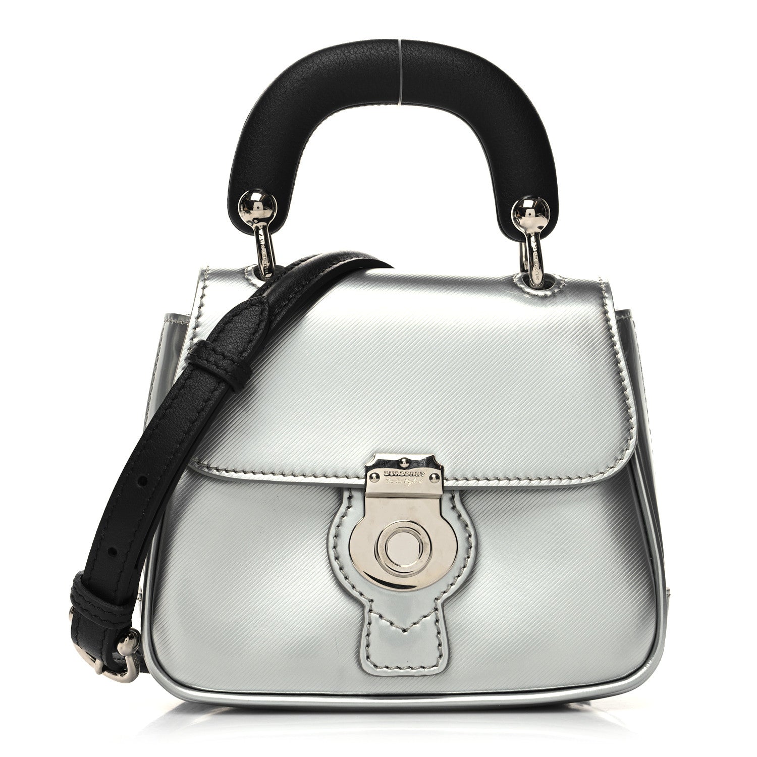 Burberry Metallic Trench Calfskin Mini DK88 Top Handle Bag Silver ...