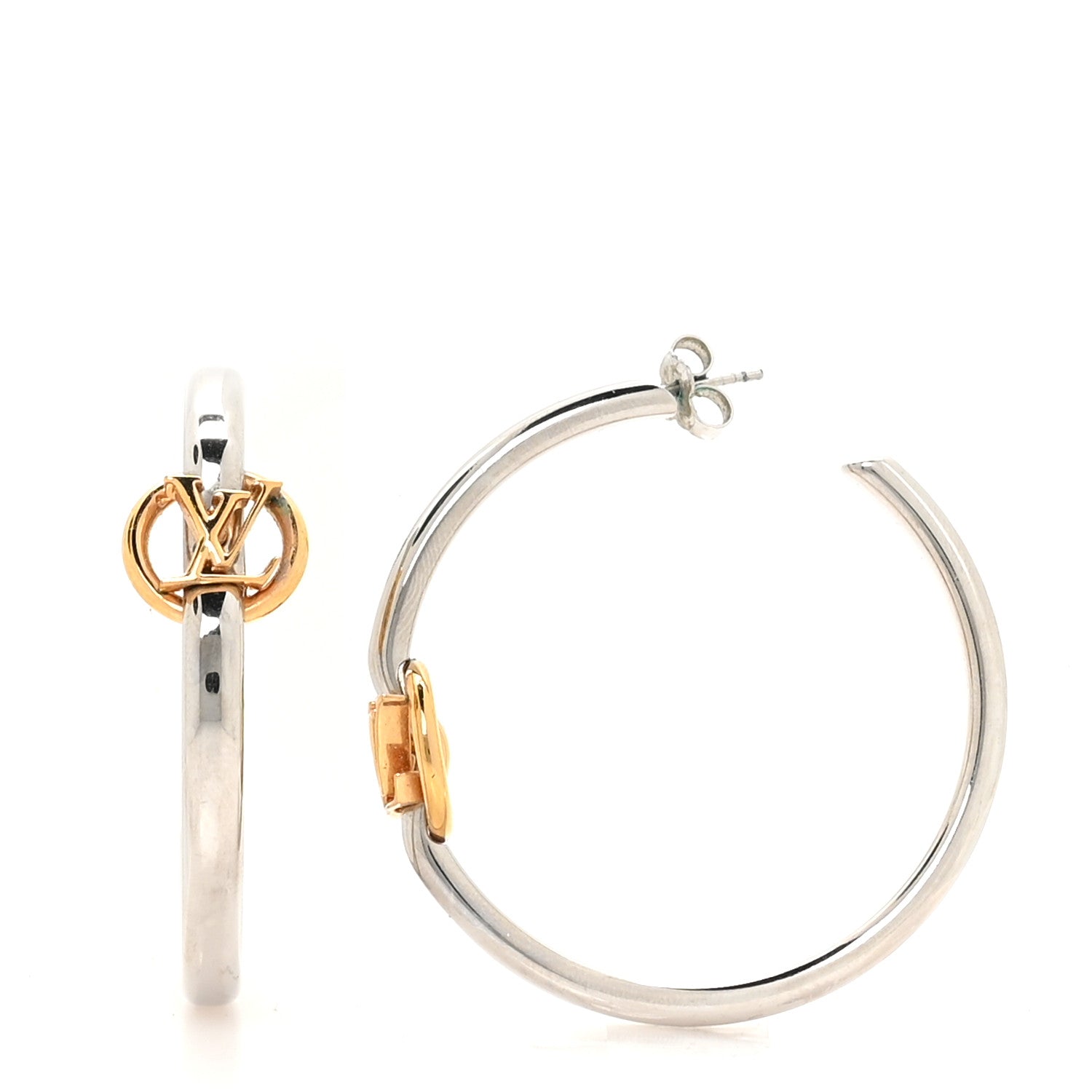 Louis Vuitton My LV Hoop Earrings Silver 1737855 – FASHIONPHILE
