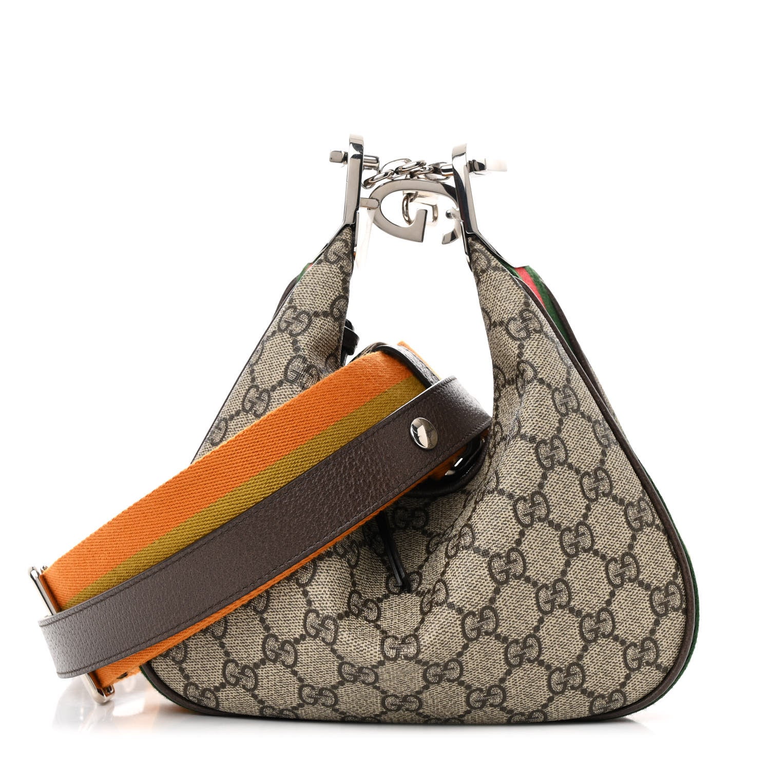 Gucci GG Supreme Monogram Textured Calfskin Web Small Attache Shoulder ...