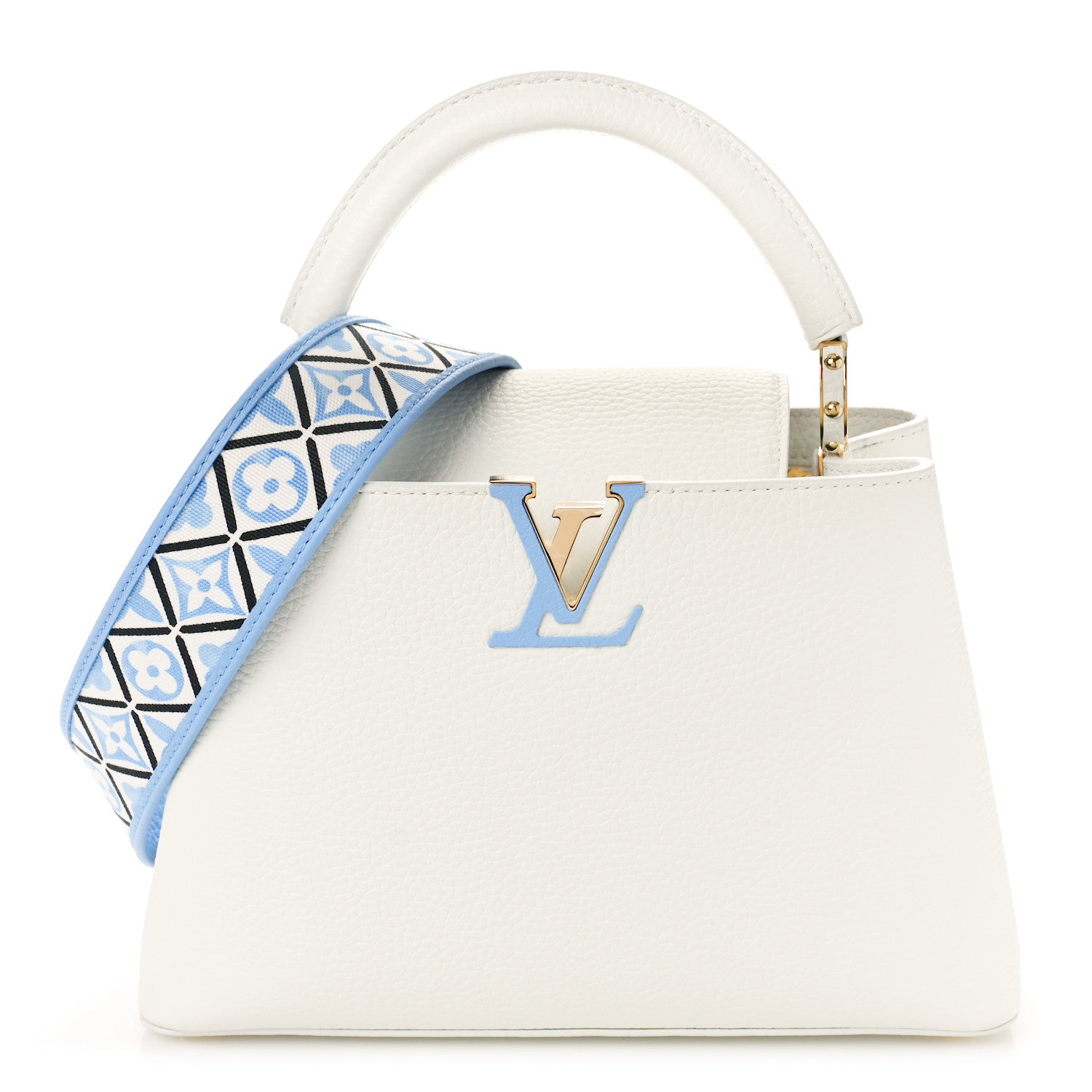 Louis Vuitton Taurillon Tile Capucines BB Snow White Provence Blue ...