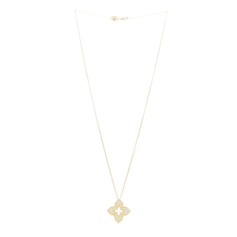 Roberto Coin 18K Yellow Gold Diamond Medium Venetian Princess Flower ...