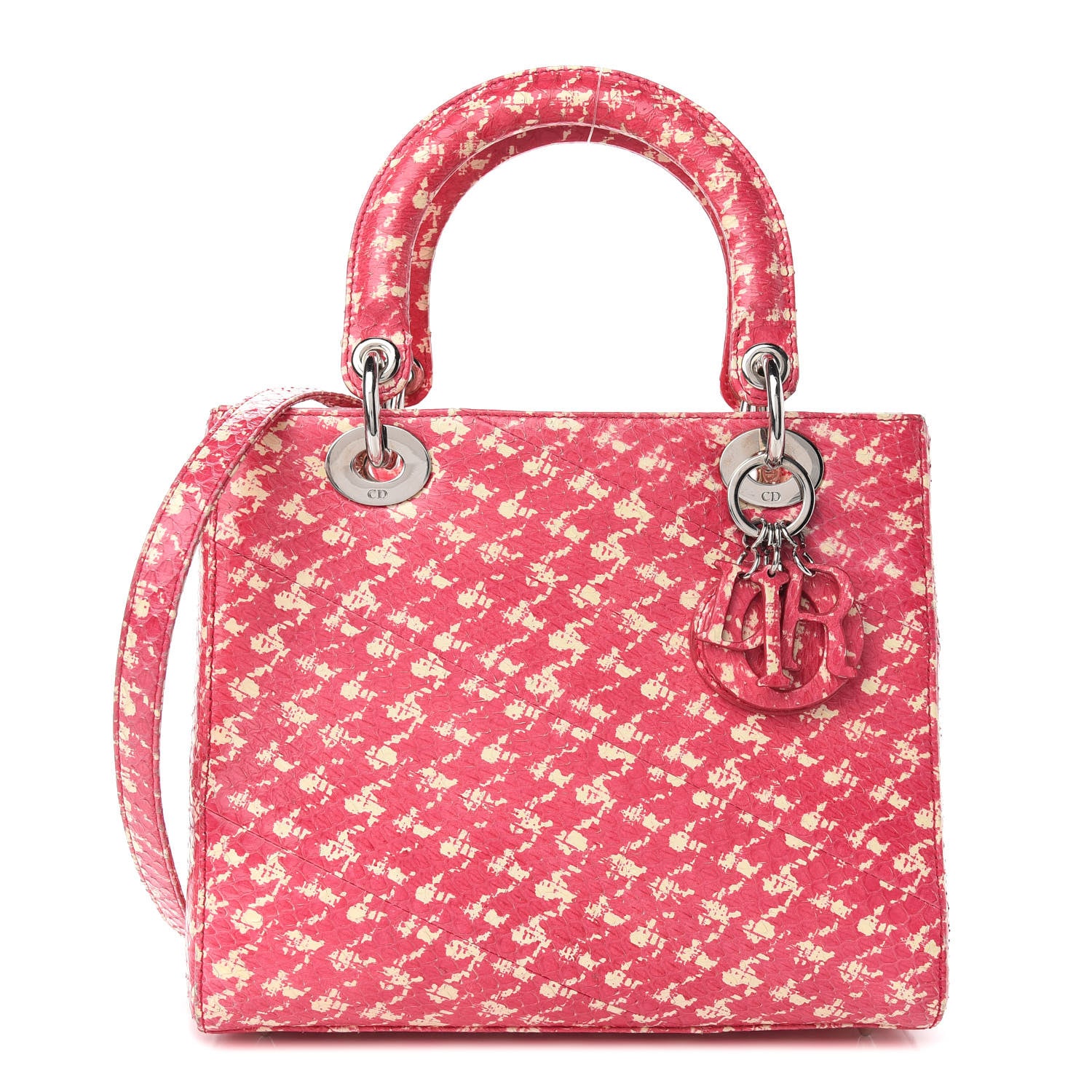 Christian Dior Snakeskin Medium Lady Dior Pink White 928918 – FASHIONPHILE