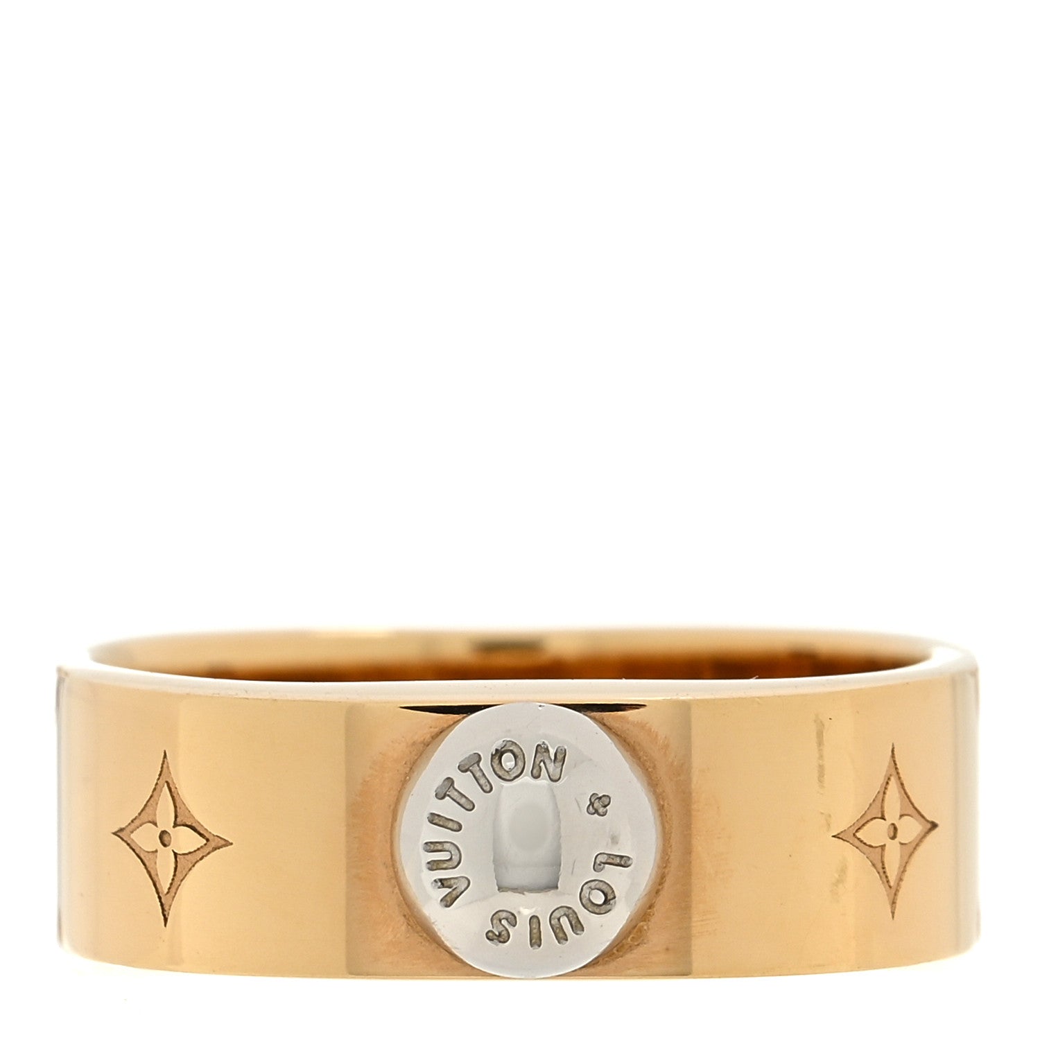 Louis Vuitton Brass Monogram Engraved Nanogram Ring M 50/5.25 Gold ...