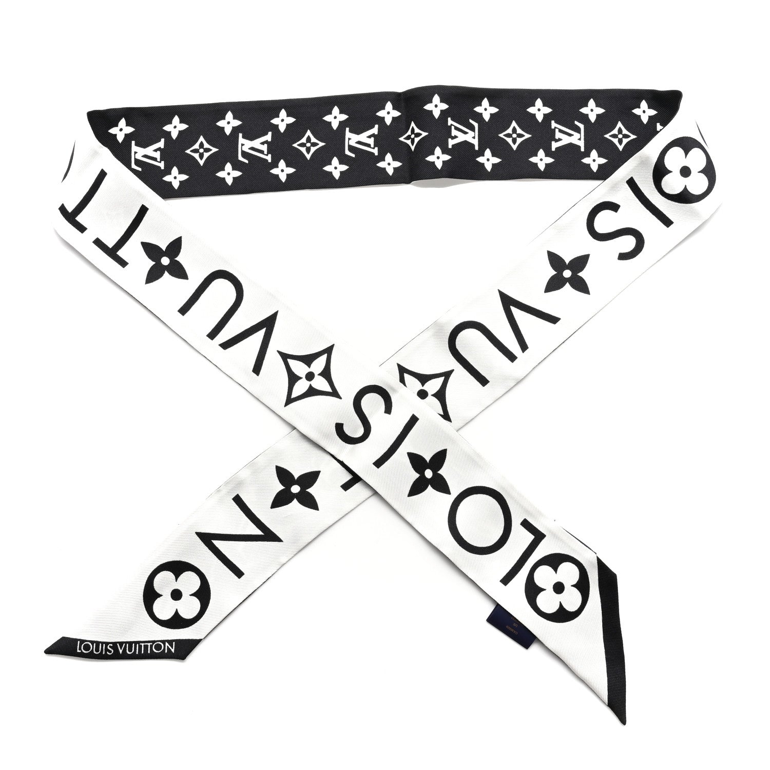 Louis Vuitton Silk Monogram Infinity BB Bandeau White Black 1760547 ...